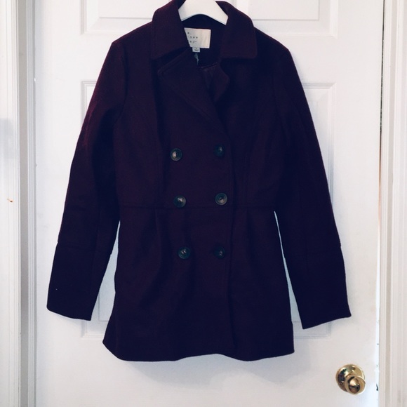a new day | Jackets & Coats | Nwt Merlot Wool Blend Pea Coat Gorgeous ...